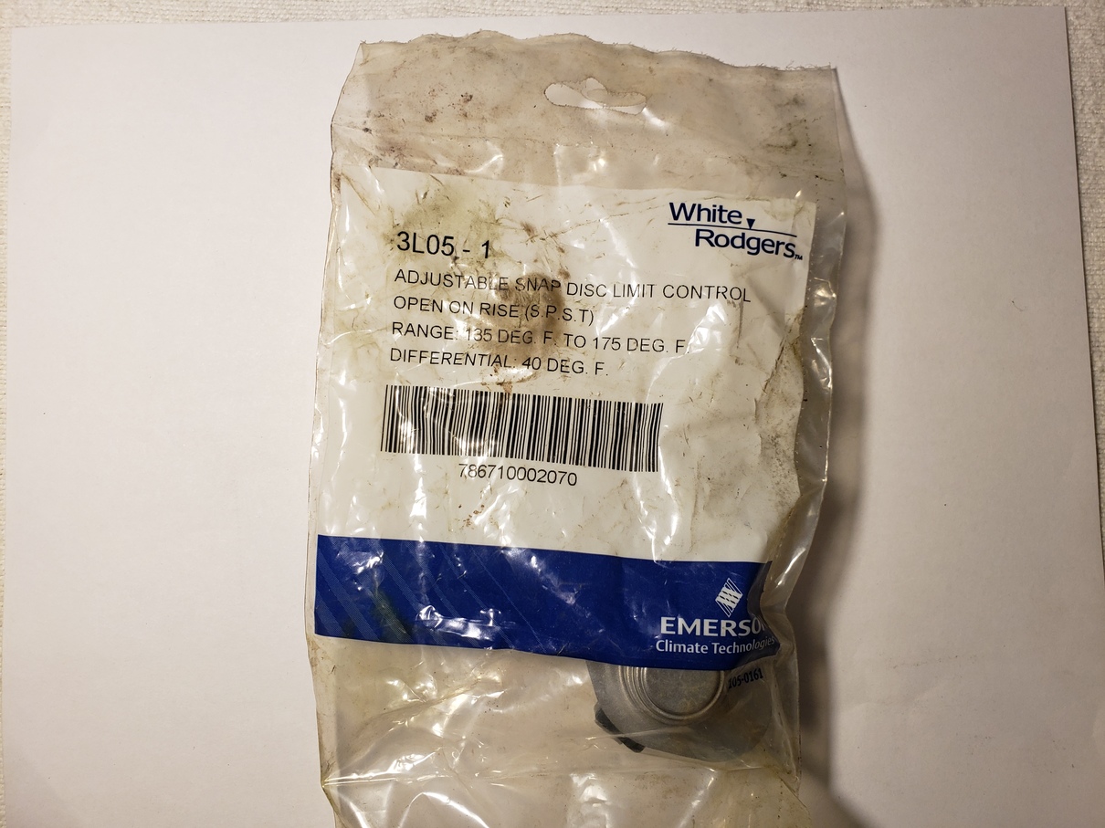 3L05-1 Snap Disc Limit Control (switch), 135 to 175 Degrees F Range ...
