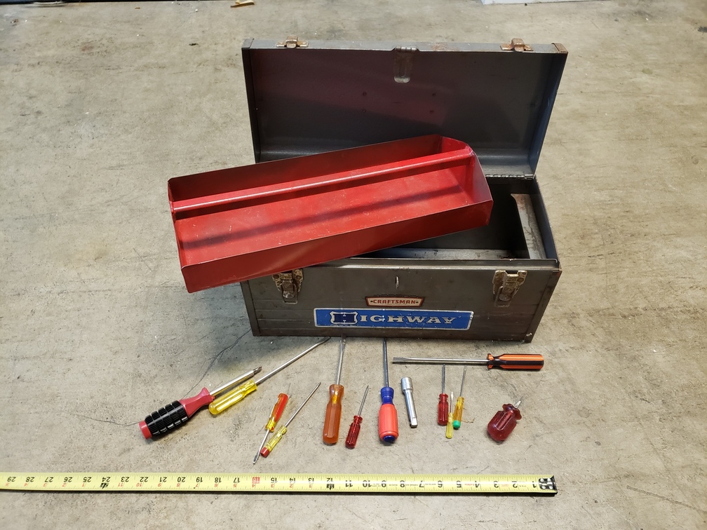 Lot of 16″ Vintage Craftsman Gray Metal Tool Box Mechanics Tool Carry ...