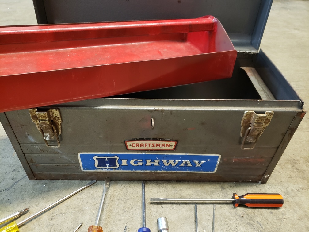 Lot of 16″ Vintage Craftsman Gray Metal Tool Box Mechanics Tool Carry ...