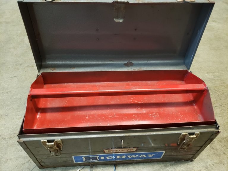 Lot of 16″ Vintage Craftsman Gray Metal Tool Box Mechanics Tool Carry ...