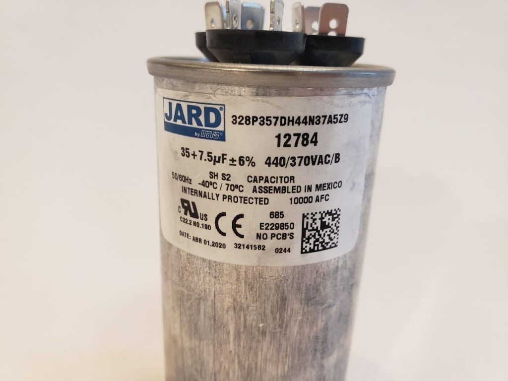 35 + 7.5 MFD x 370 or 440 VAC Motor Dual Run Capacitor Round JARD 12784 ...