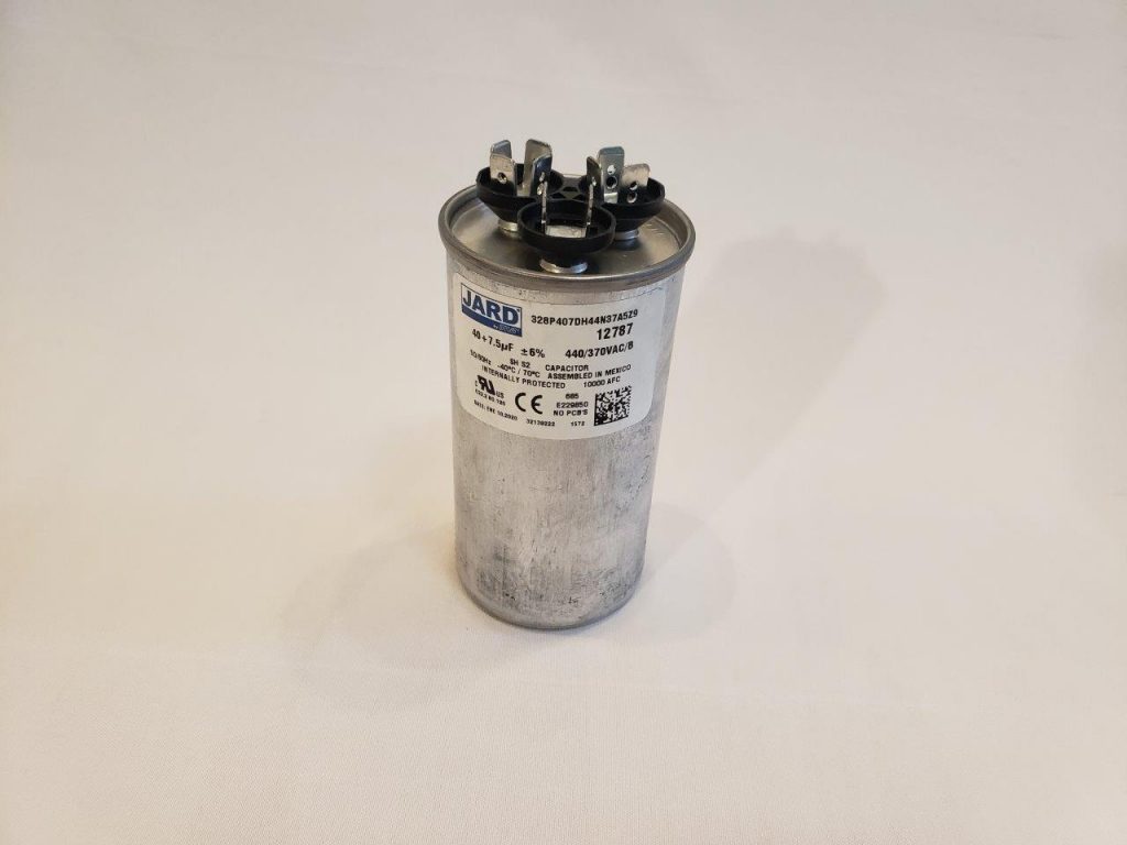 40 + 7.5 MFD x 370 or 440 VAC Round Motor Dual Run Capacitor JARD 12787 ...