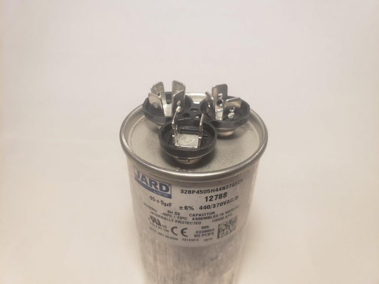 45 + 5 MFD x 370 or 440 VAC Round Motor Dual Run Capacitor JARD 12788 ...