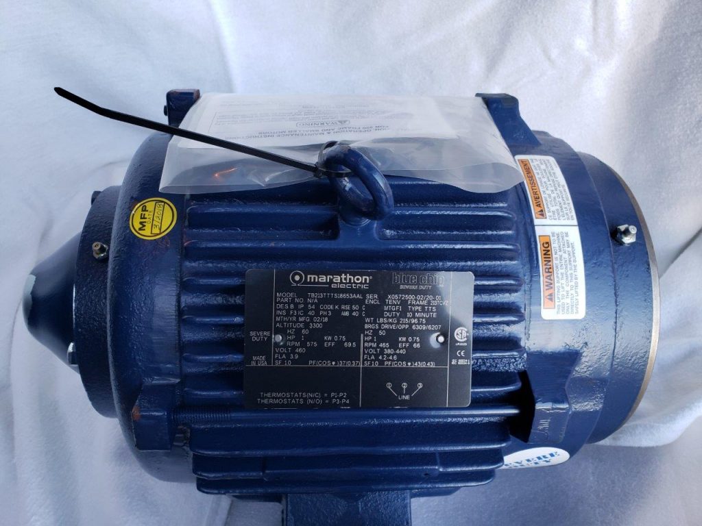 1 HP 3 Phase 460V Severe Duty Motor 575RPM 0.75 KW Marathon Electric Motors | Chicago HVAC tools ...