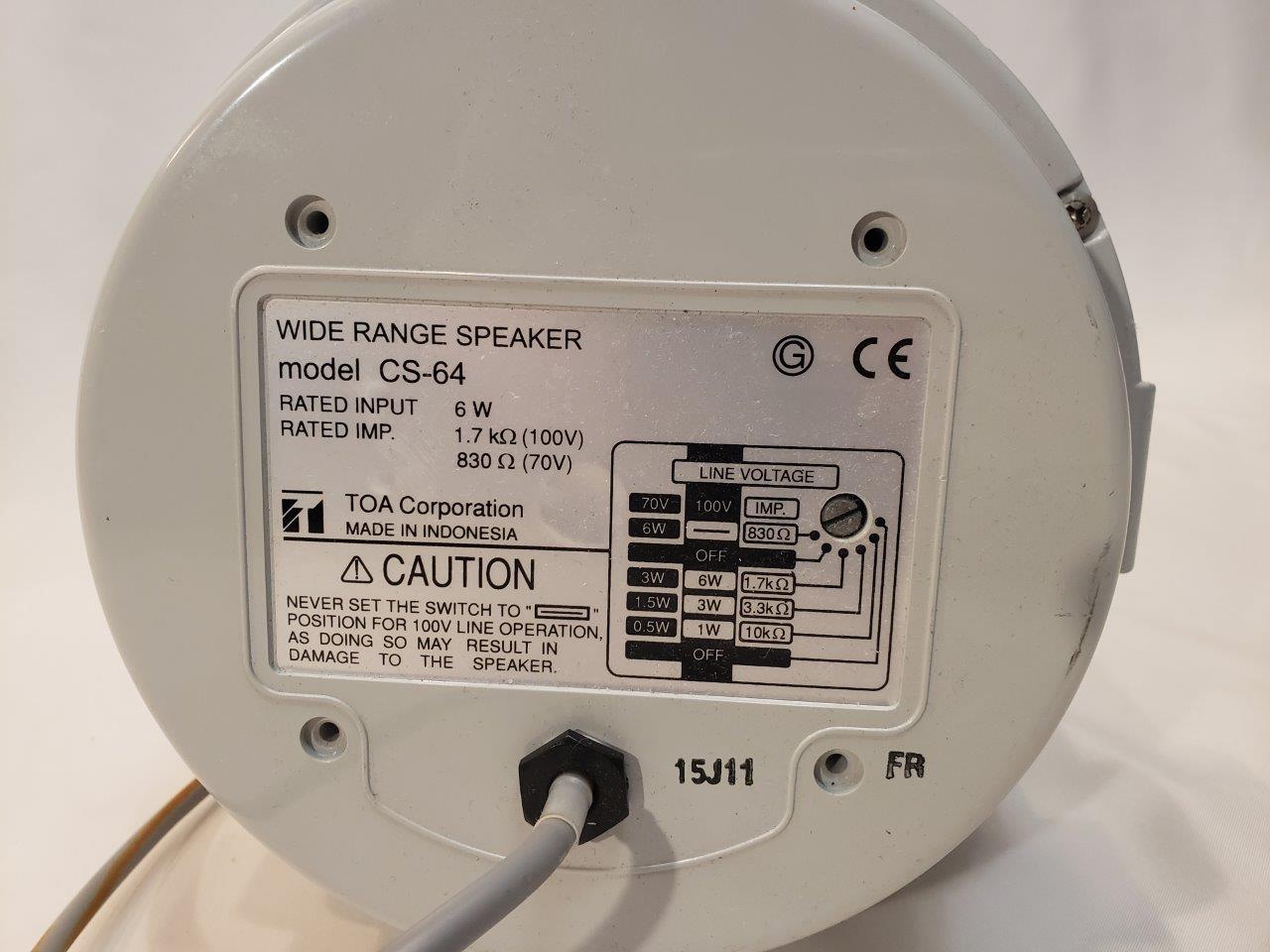 TOA CS-64 Wide Range Weatherproof Speaker | Chicago HVAC tools and supplies