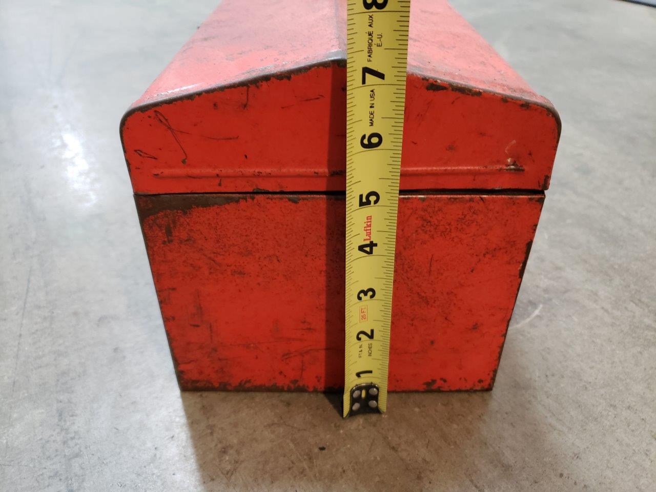 Vintage RED Metal Tool Box 19″ L x 7″ W x 7.25″ T & Extra Accessories ...