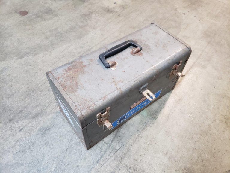 18″ Vintage Craftsman Gray Metal Tool Box Mechanics Tool Carry Box with ...