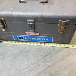 18″ Vintage Craftsman Gray Metal Tool Box Mechanics Tool Carry Box with ...