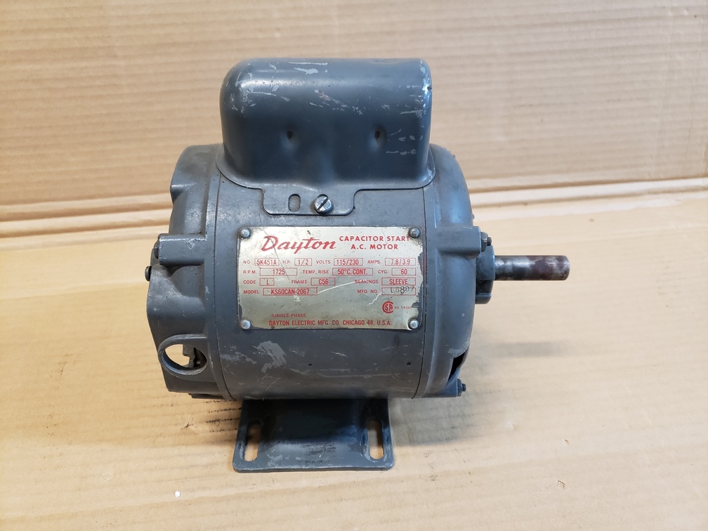 Dayton 5K451A 1/2 HP 1725 RPM Capacitor Start A.C. Motor KS60CAN-2067 ...