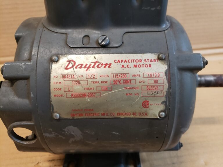 Dayton 5K451A 1/2 HP 1725 RPM Capacitor Start A.C. Motor KS60CAN-2067 ...