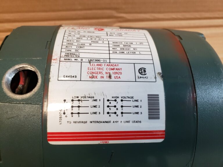 Leland Faraday Electric Motor M-660E, 8-182386-01 1725RPM 3Phase 1/2HP ...