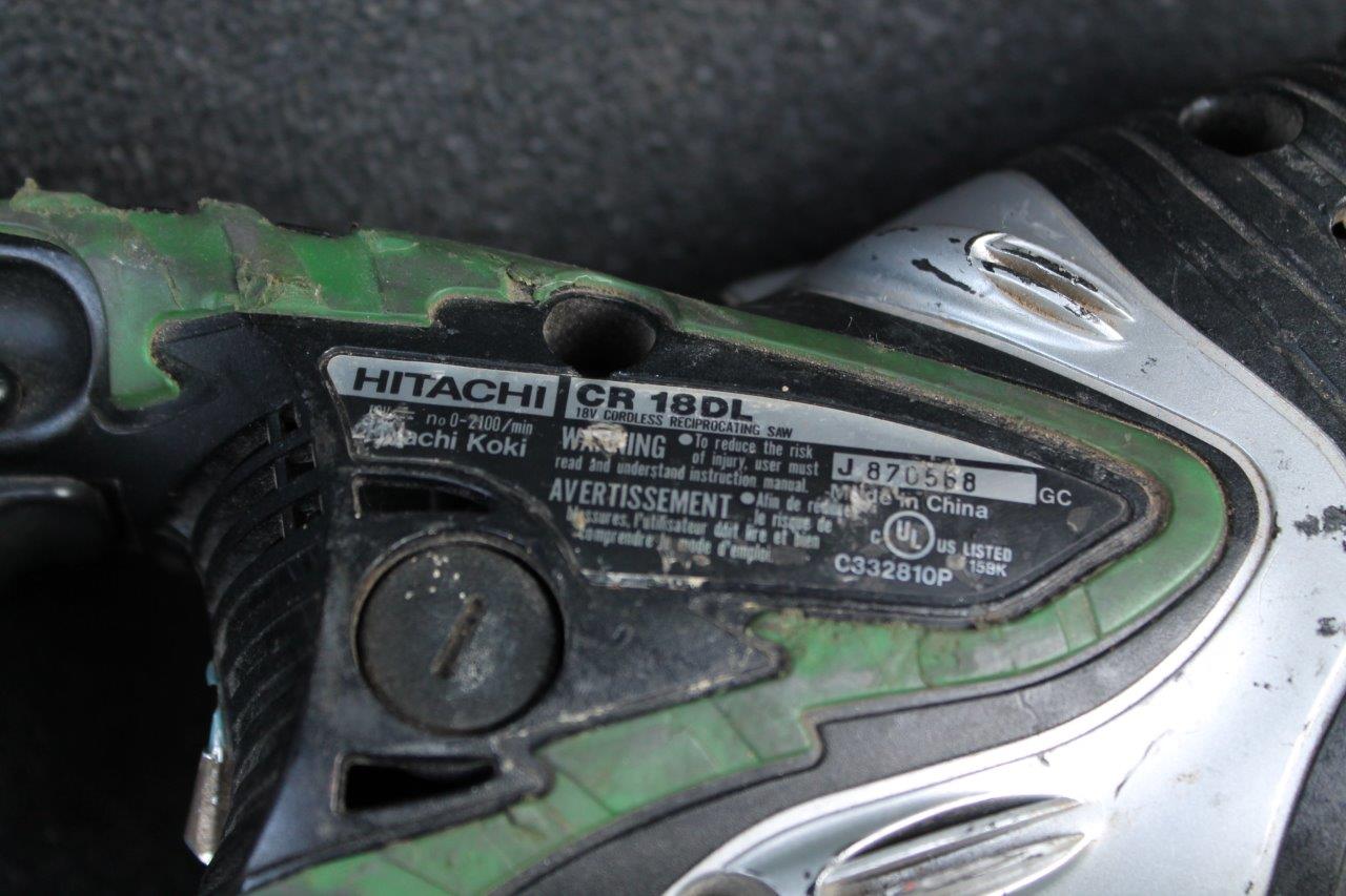 Lot of Hitachi CR18DL 18V Cordless Reciprocating Saw + EBM1830 Battery Li-ion 18V 3.0AH + DV18DL ...