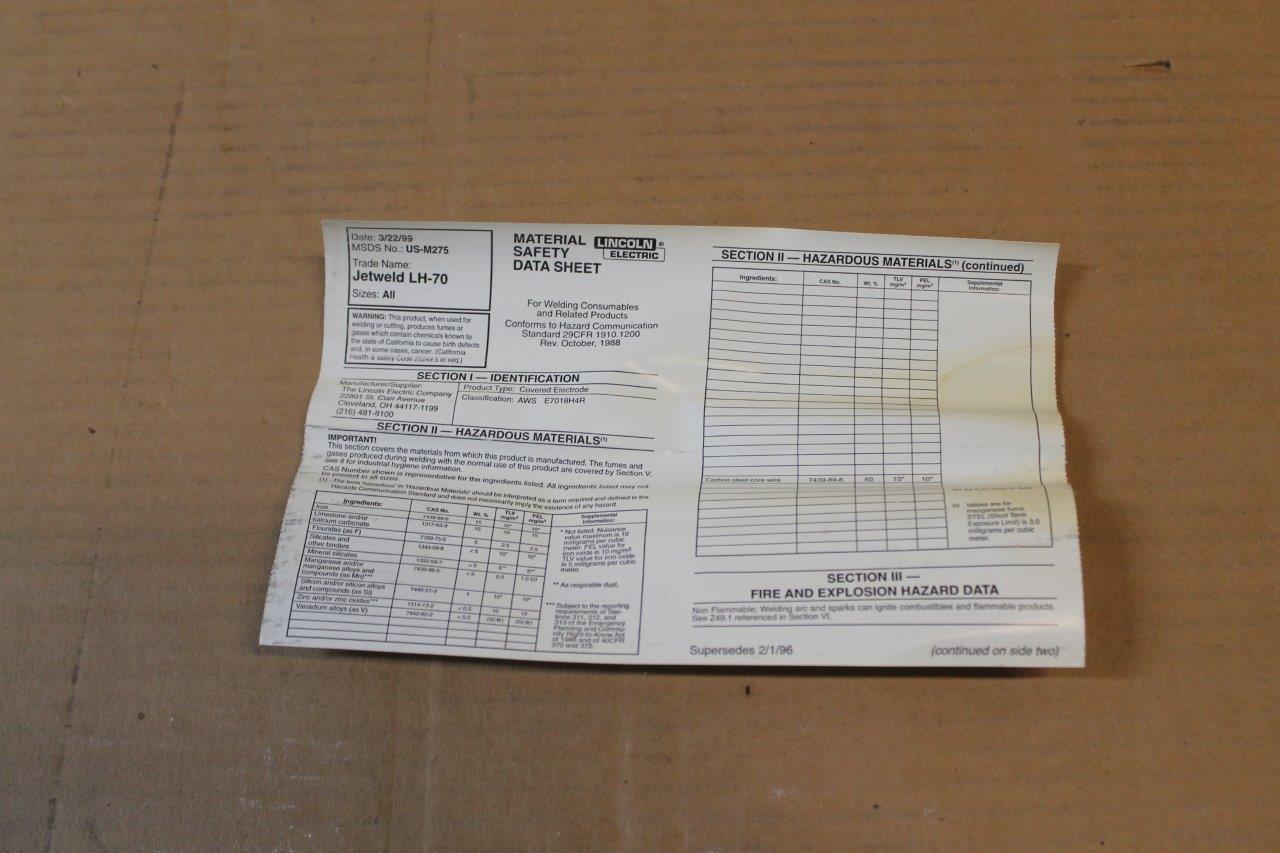 Lincoln Electric E7018 Jetweld LH-70 Stick Electrode 5/32″ x 7 1/2 lb ...
