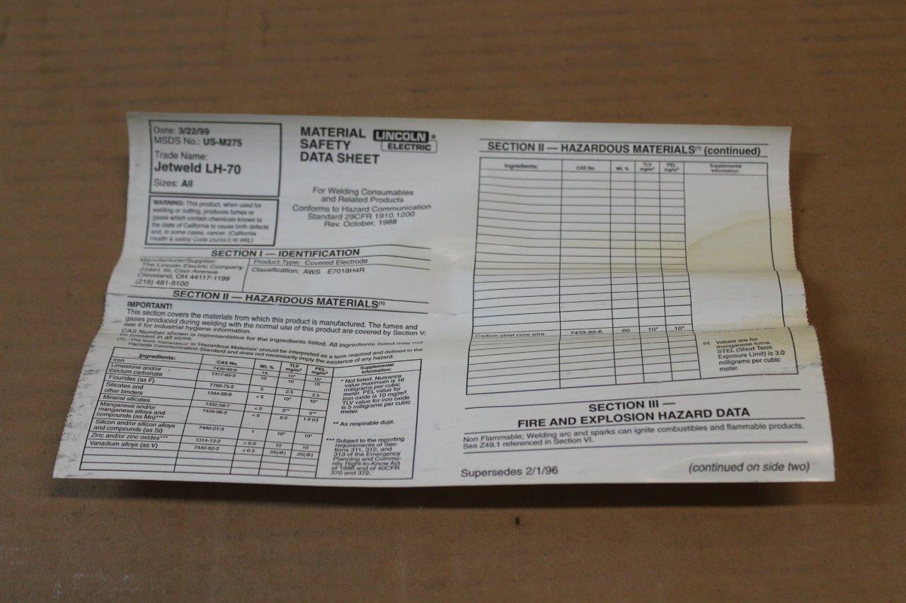 Lincoln Electric E7018 Jetweld LH-70 Stick Electrode 5/32″ x 7 1/2 lb ...