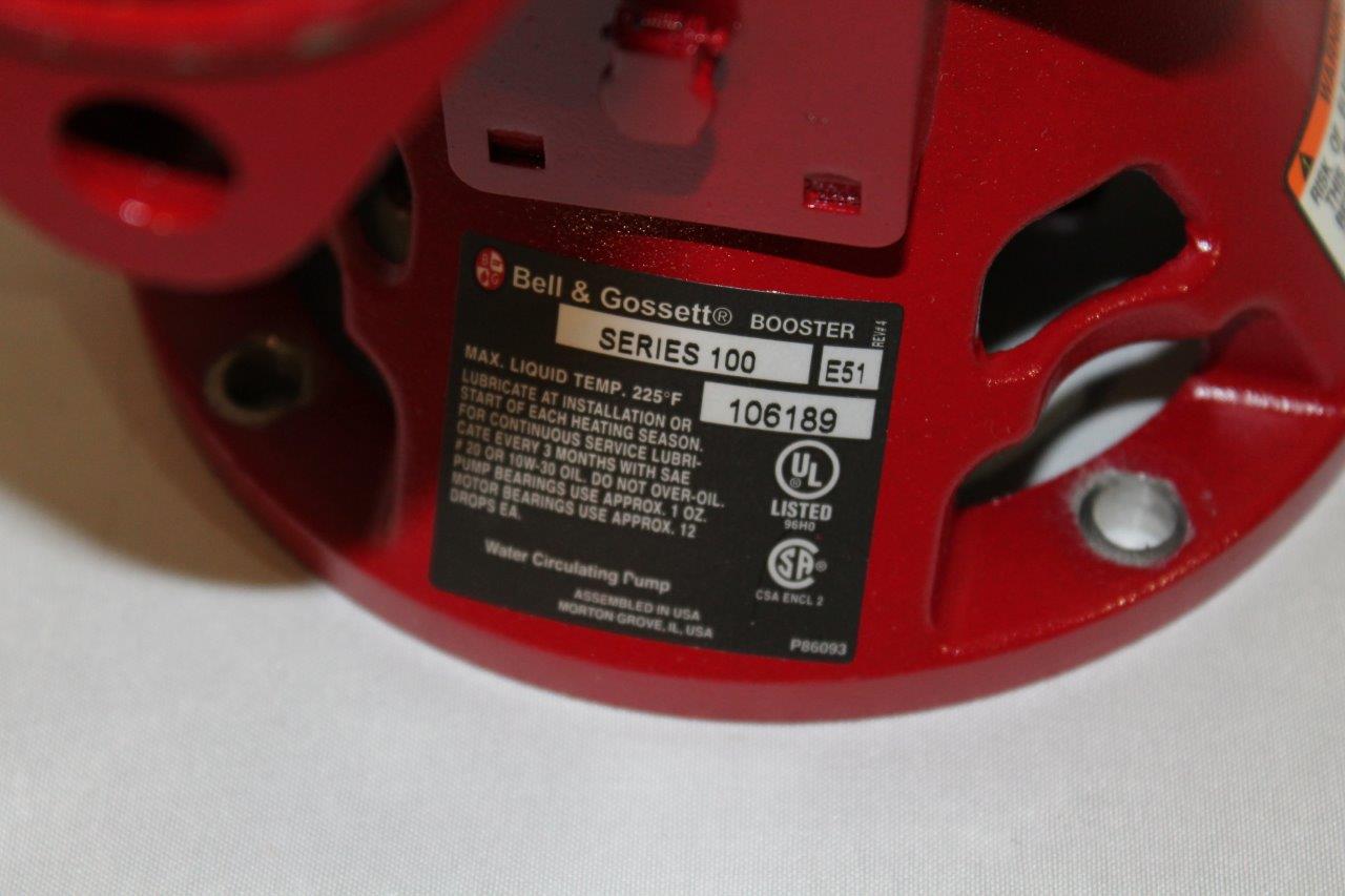 Bell & Gossett Booster Series 100 E51 106189 without Motor | Chicago ...
