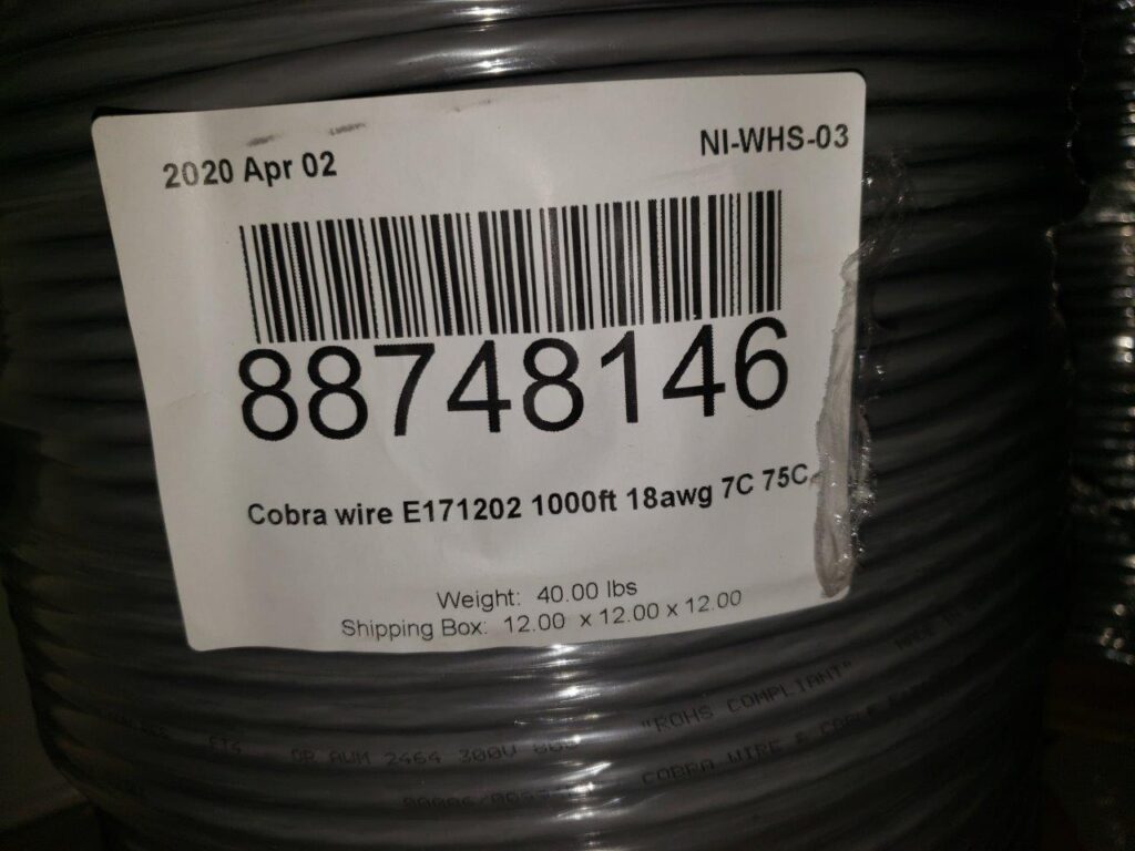 Multi-Conductor Cable E171202-01 18 AWG, 7C 75C, AWMW 2464, 300V ...