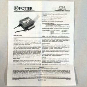 Potter PTS-C Plug-Type Supervisory Switch | Chicago HVAC tools and supplies