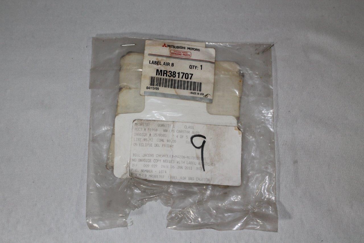 Mitsubishi MR381707 Air Bag Label 1995-2007 Lancer, Outlander, Montero ...